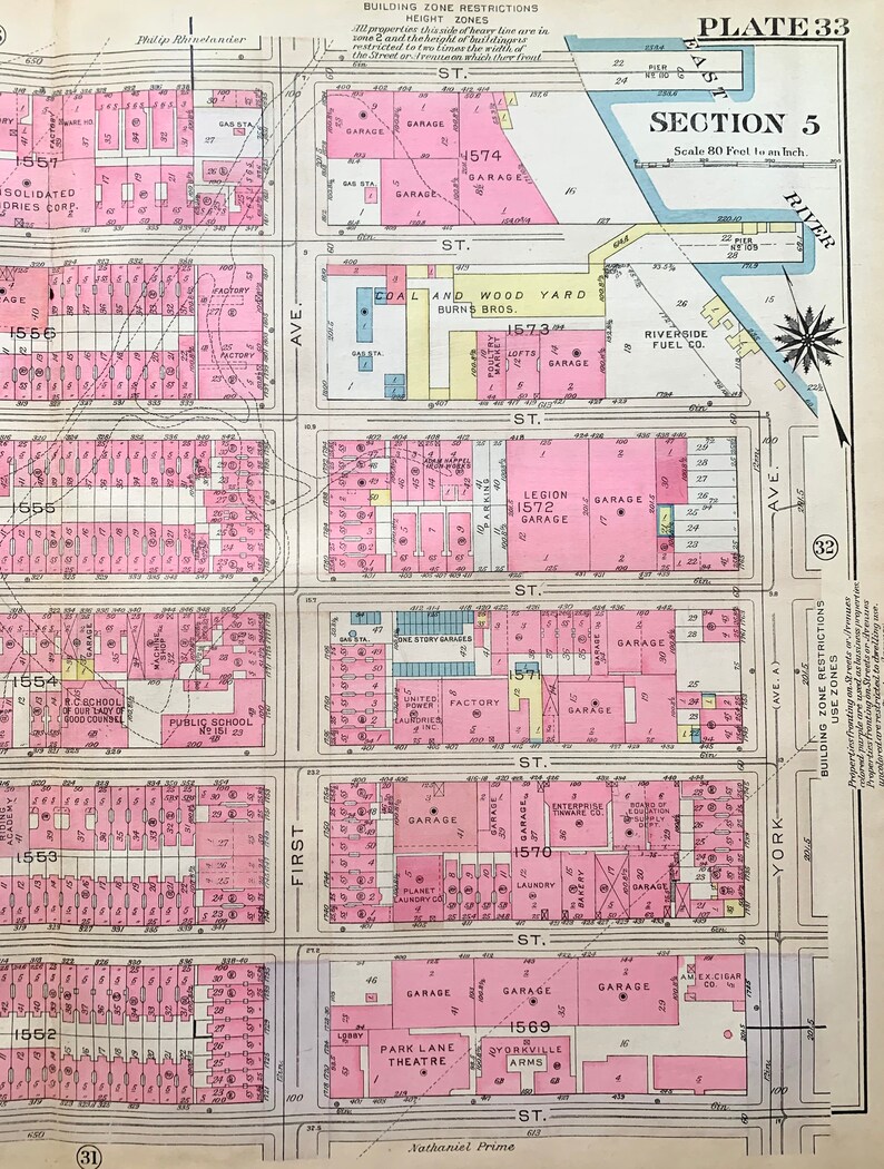 Upper East Side Map Original 1930 Manhattan Borough Atlas - Etsy