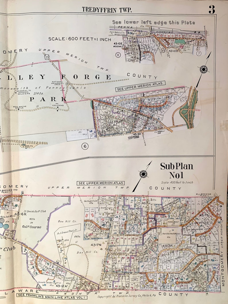 Valley Forge Map, Original 1963 Franklins Atlas, King of Prussia ...
