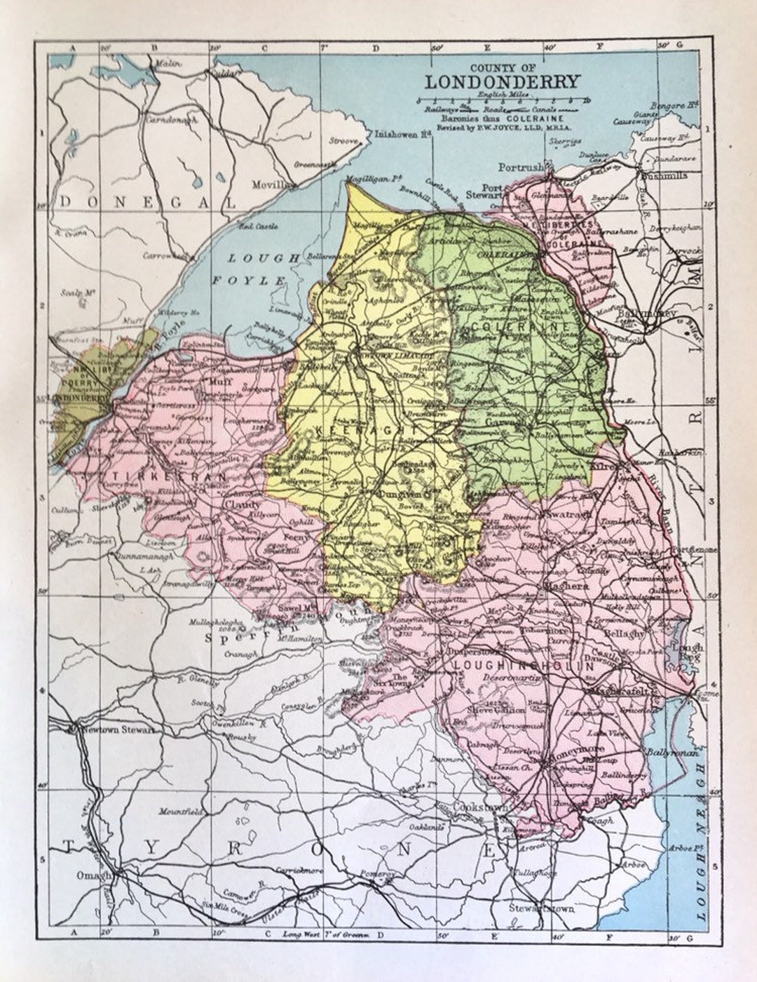 County of Londonderry, 1902 Atlas of Ireland Map, Lough, Foyle - Etsy ...