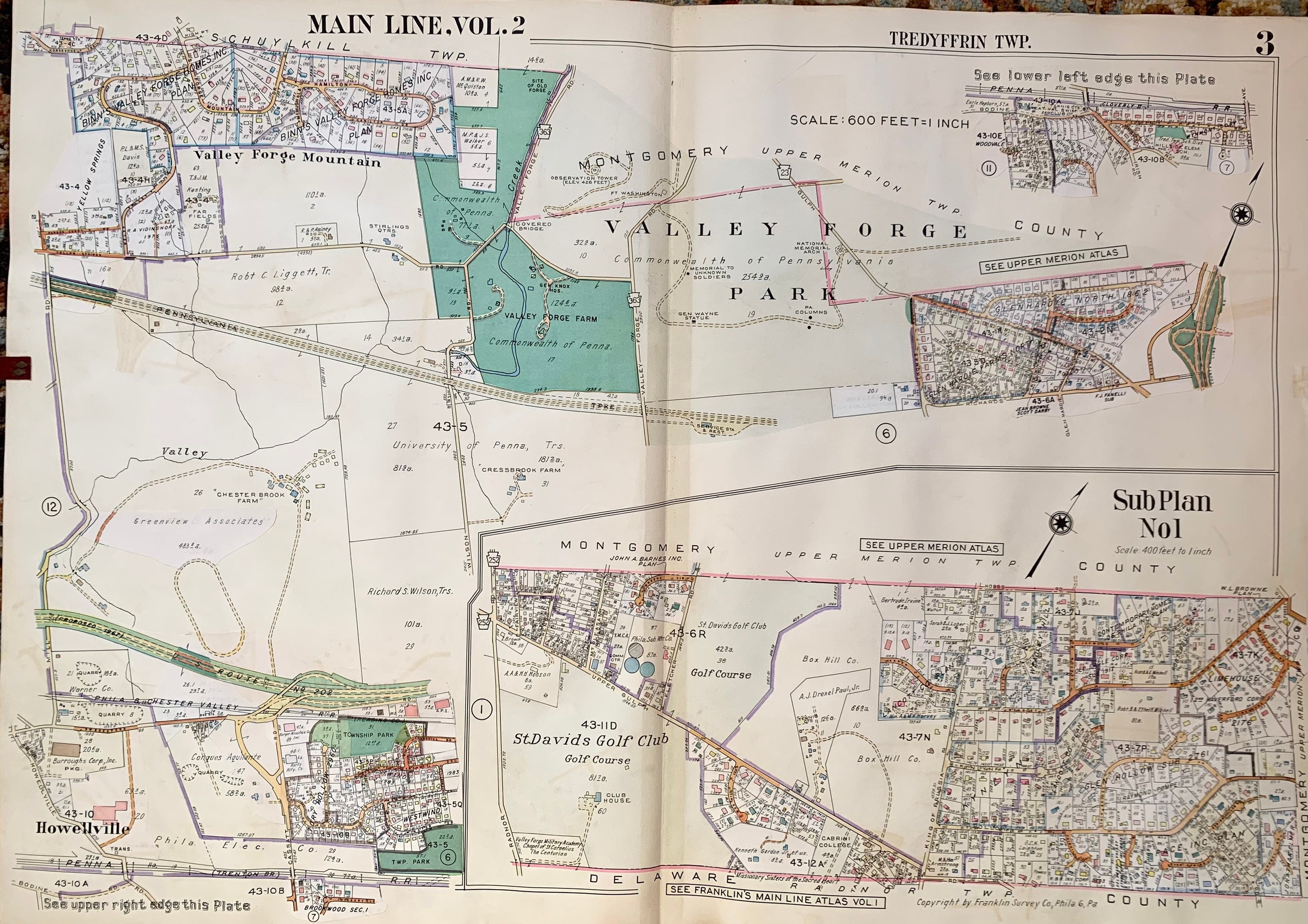 Valley Forge Map, Original 1963 Franklins Atlas, King of Prussia ...