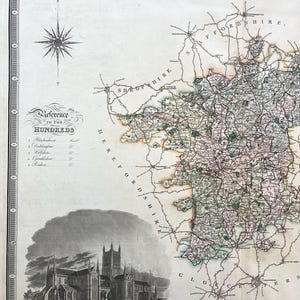 Worcestershire County Map, Original 1834 Counties of England Atlas ...