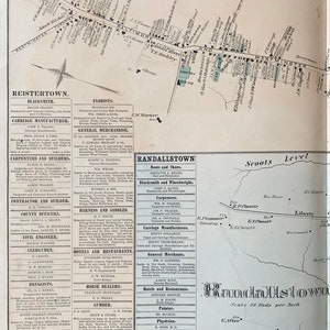 Randallstown Map, Reisterstown Map, Original 1877 Baltimore County ...