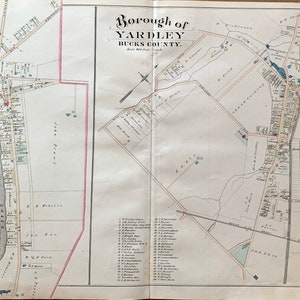 Antique Yardley Map, Original 1886 North Pennsylvania Railroad Atlas ...