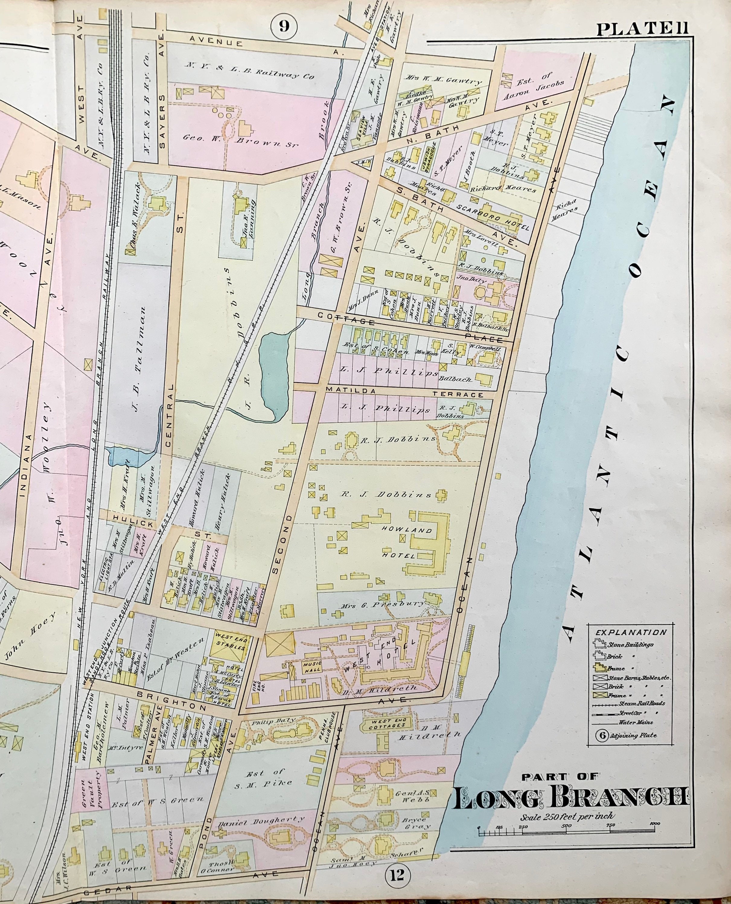 Long Branch Map, Original 1889 Monmouth County Atlas, - Etsy