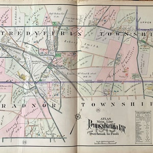Devon Map, Original 1913 Mainline Pennsylvania Railroad Atlas ...