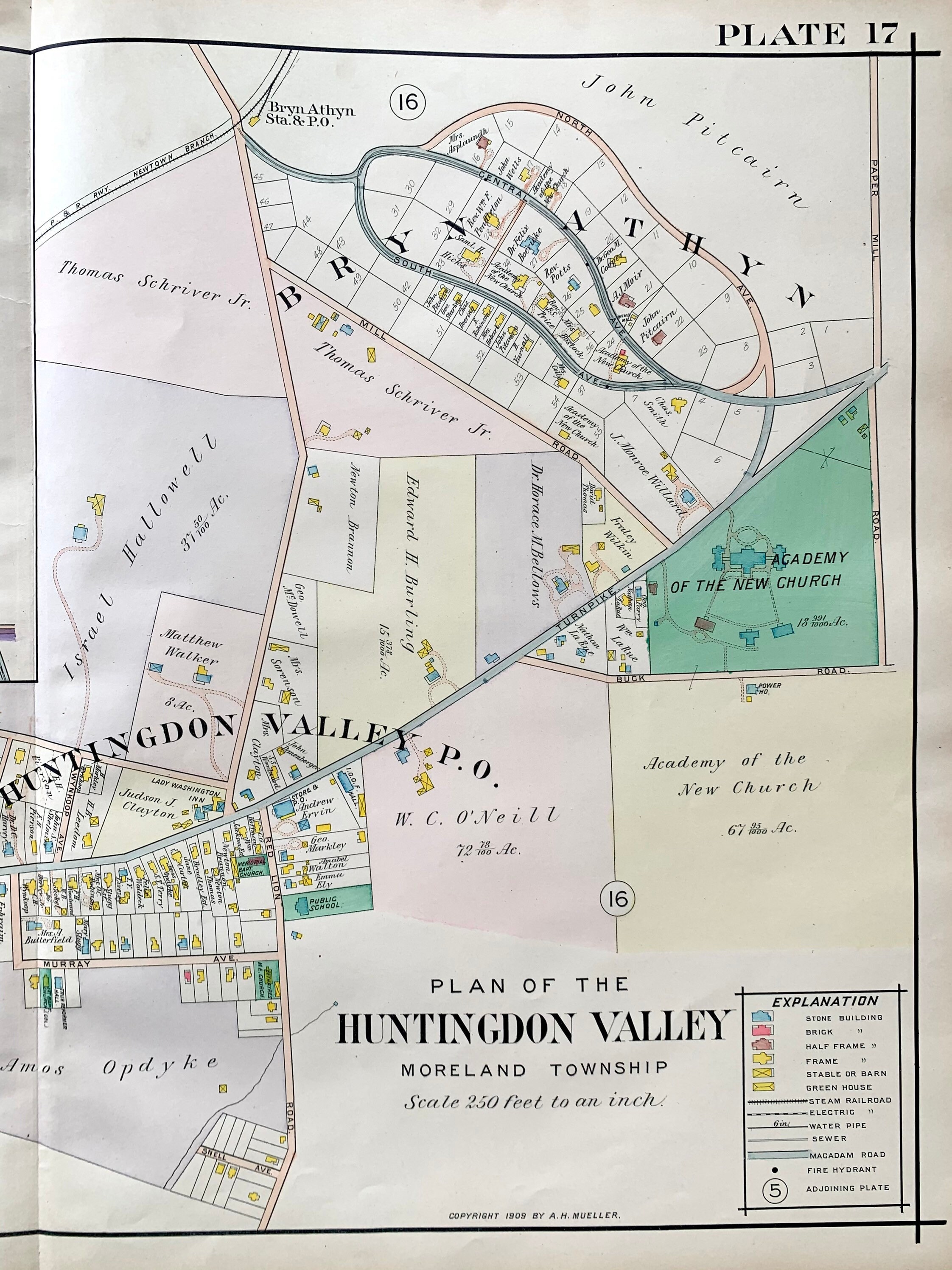 Willow Grove Map, Original 1909 North Penn Atlas, Moreland Township ...