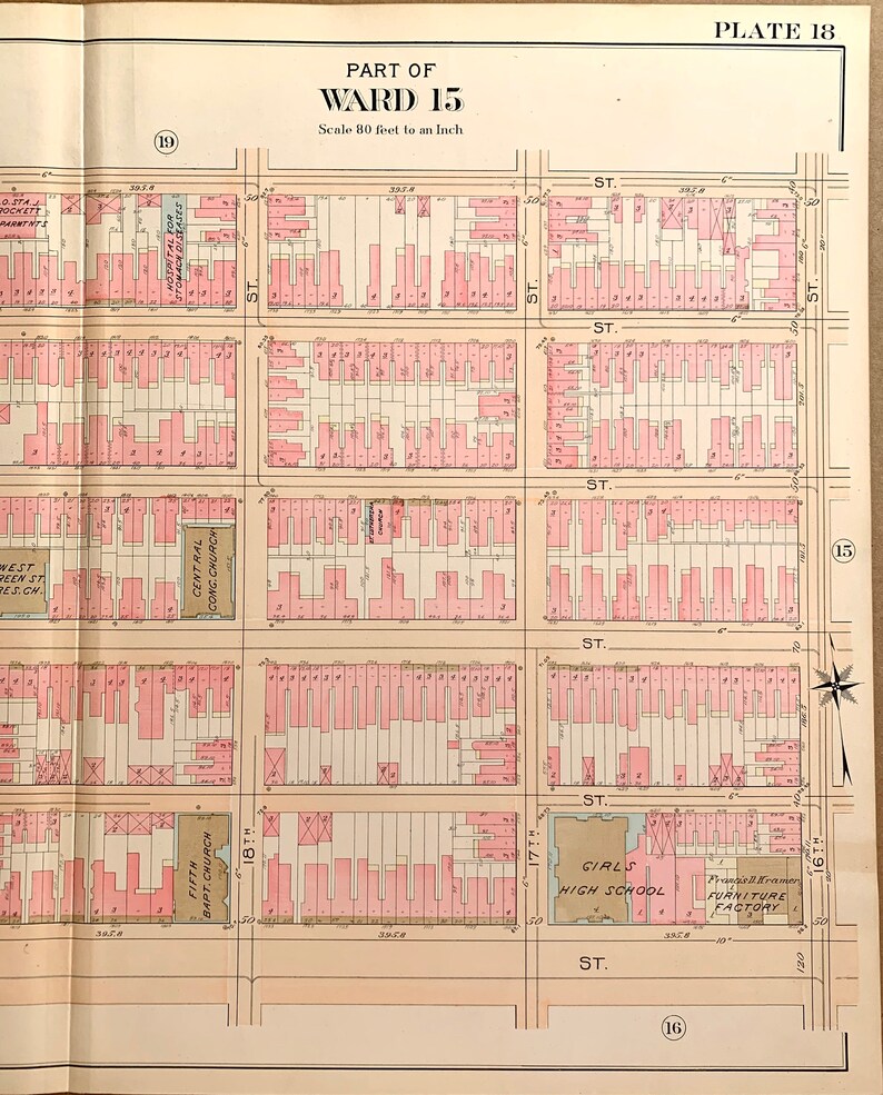 Spring Garden Map, Fairmount Map, Original 1907 City of Philadelphia ...