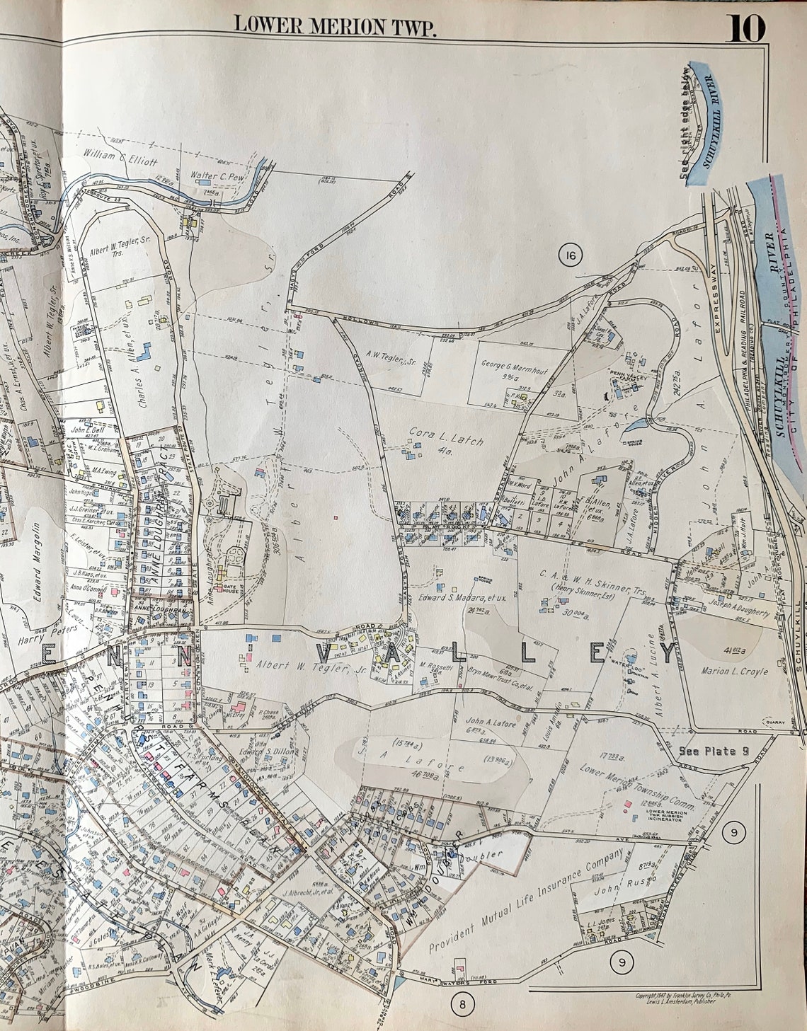 Penn Valley Map Lower Merion Township Map Original 1947 Main - Etsy