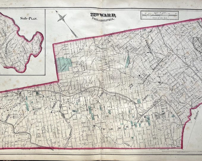 Chestnut Hill Map, Original 1877 Philadelphia and Environs Atlas ...