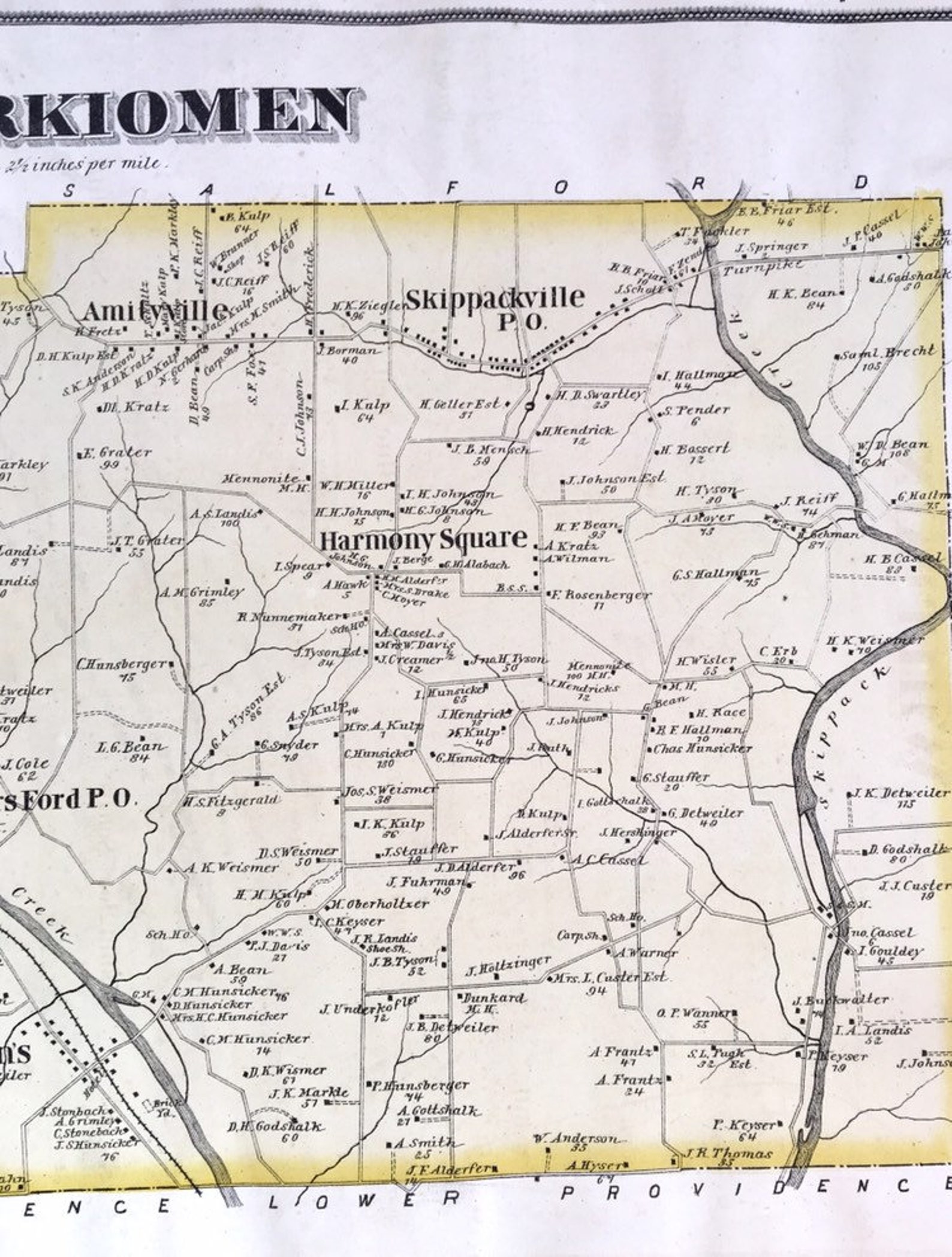 Perkiomen Map Original 1877 Montgomery County Atlas - Etsy