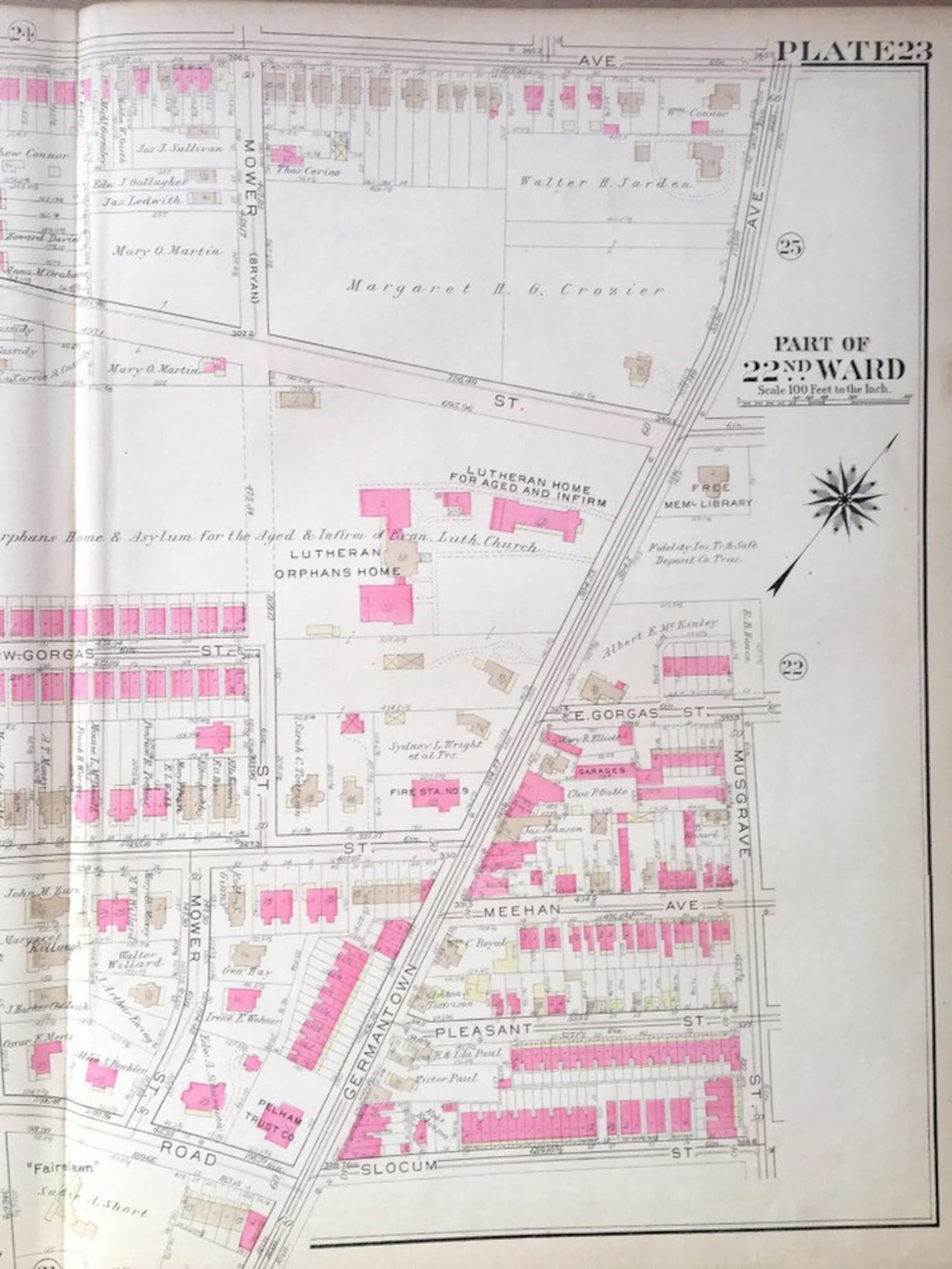 Mount Airy Map, 1923 City of Philadelphia Atlas Map, Original Hand ...