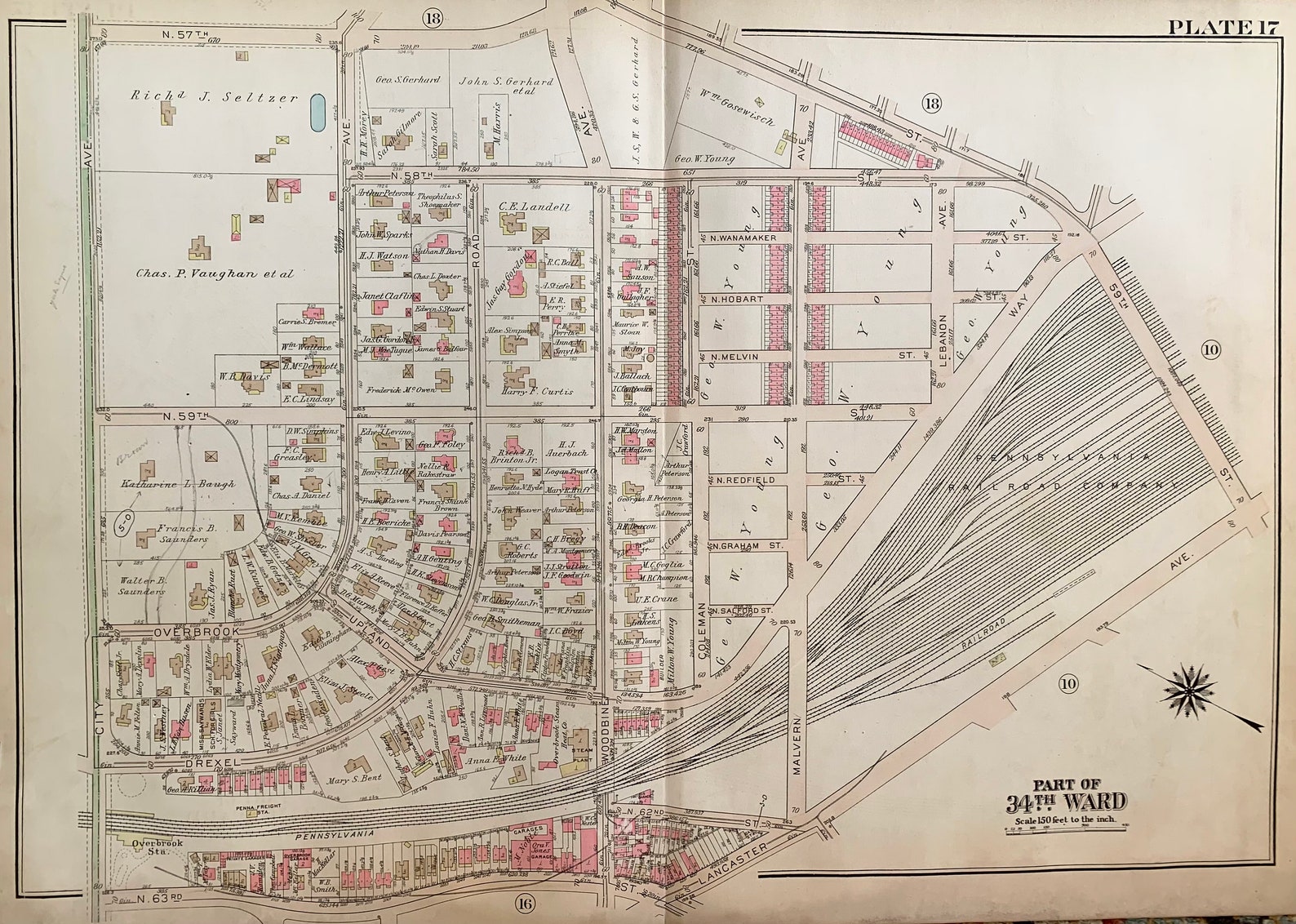 Overbrook map Original 1926 West Philadelphia atlas St | Etsy