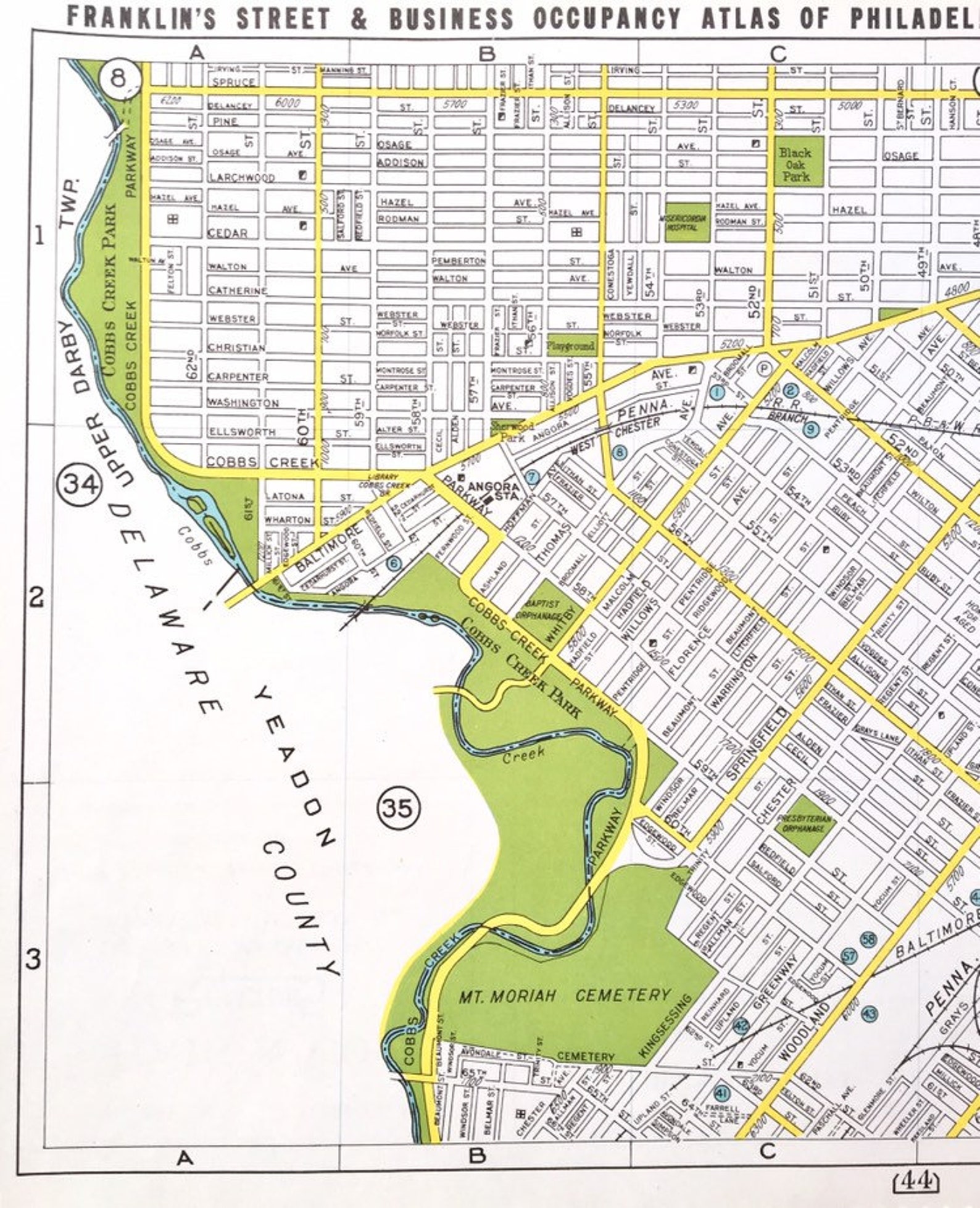 West Philadelphia Map, Original 1946, Franklins Atlas Map, Elmwood - Etsy