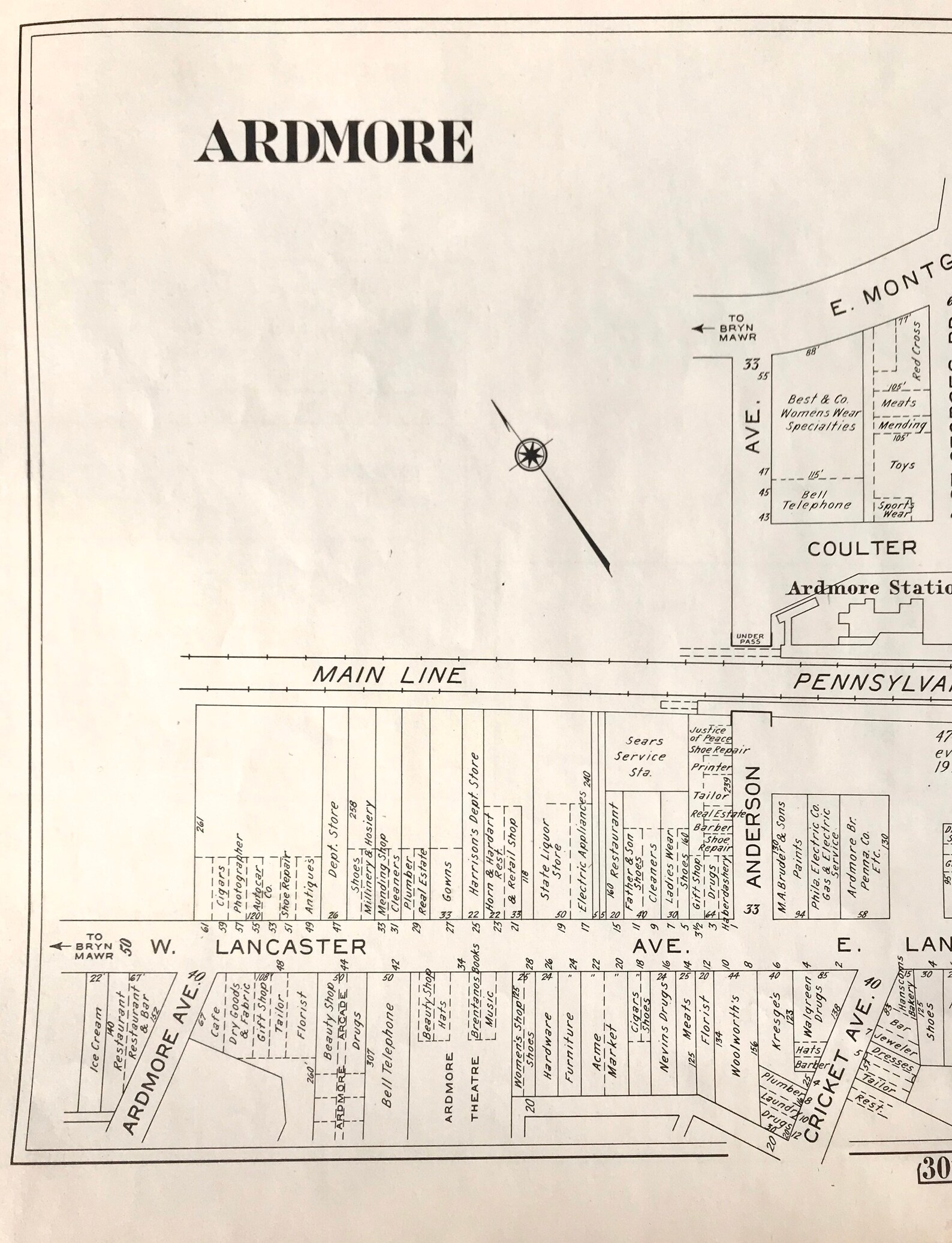 Antique Ardmore Map 1946 Franklin Survey Co. Montgomery - Etsy