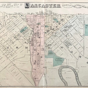 Lancaster Map, Original 1875 Lancaster County Atlas, Caernarvon ...