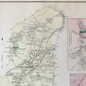 Matawan Map, Original 1873 Monmouth County Atlas, Cliffwood Beach ...