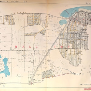 Wall Township Map, Original 1941 Monmouth County Atlas, Belmar Beach ...