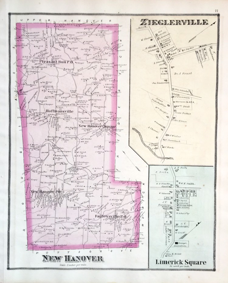 New Hanover Township Map Original 1877 Montgomery County - Etsy