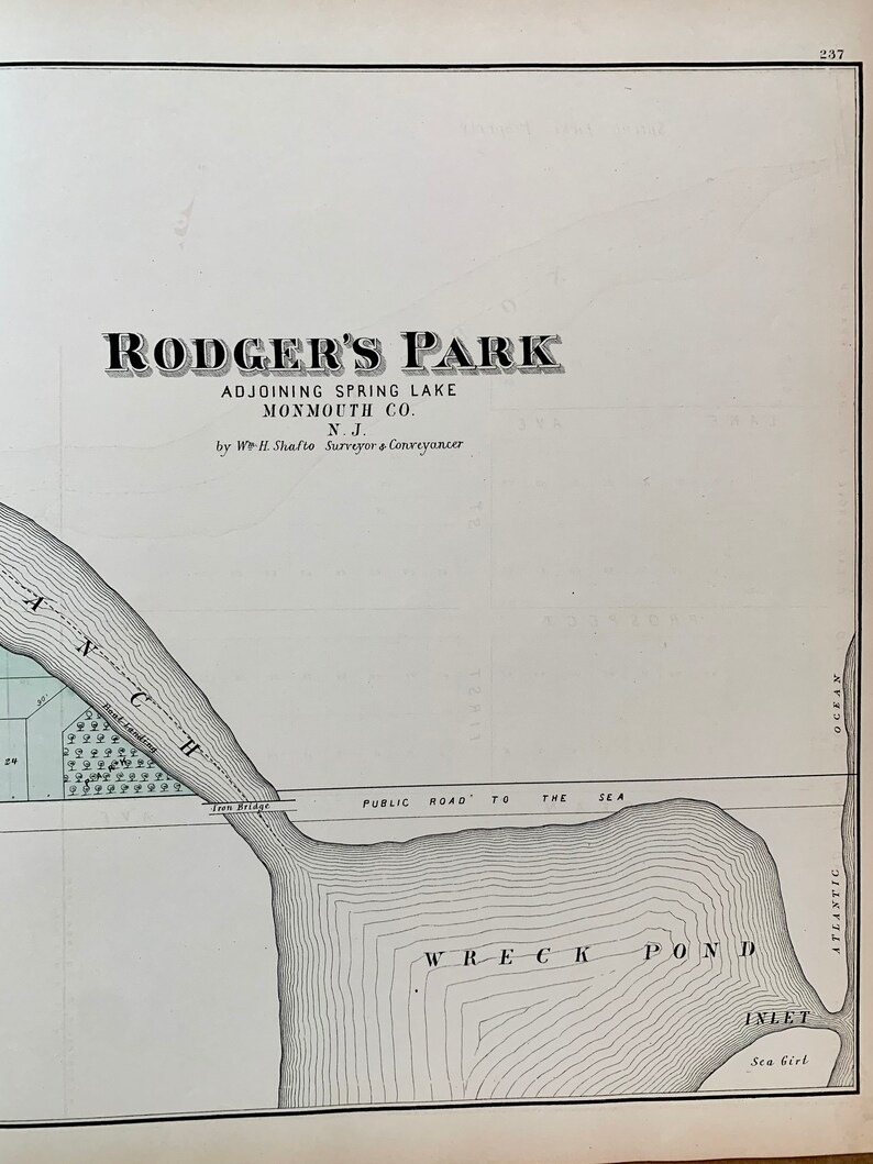 Spring Lake Map, Original 1878 New Jersey Shore Atlas, Monmouth County ...