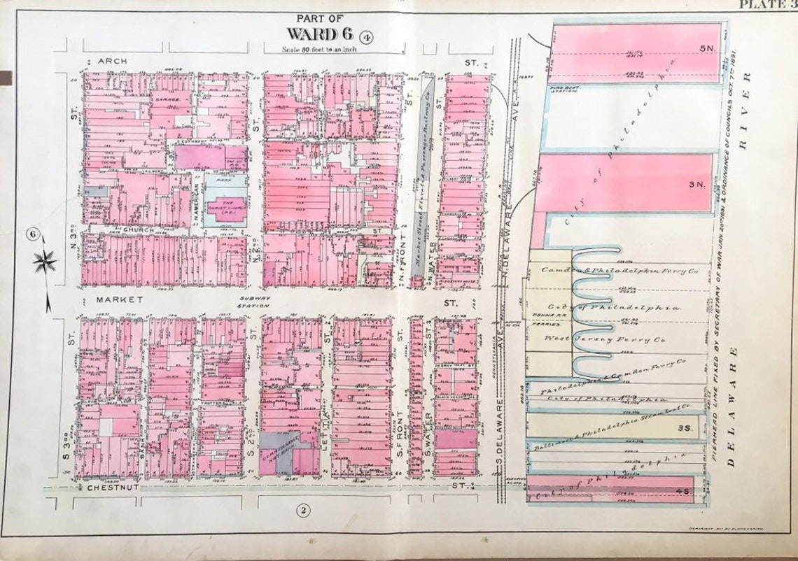 Old City Map Original 1927 Philadelphia Atlas Map Hand - Etsy