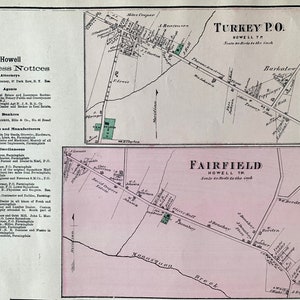Howell Township Map, Original 1873 Monmouth County, New Jersey Atlas ...
