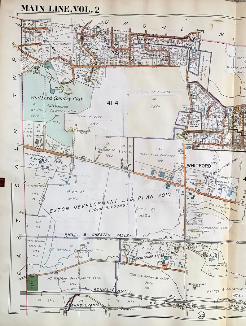 Exton Map, Original 1963 Franklins Atlas, West Whiteland Township ...