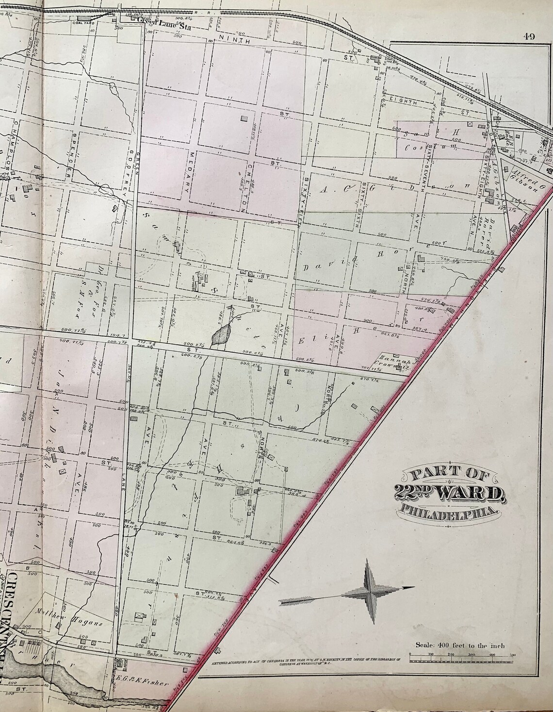 Olney Map Original 1878 Philadelphia 22nd Ward Atlas Oak - Etsy UK