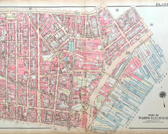 Northern Liberties Map, Original 1922 Philadelphia Atlas, Fishtown Map ...