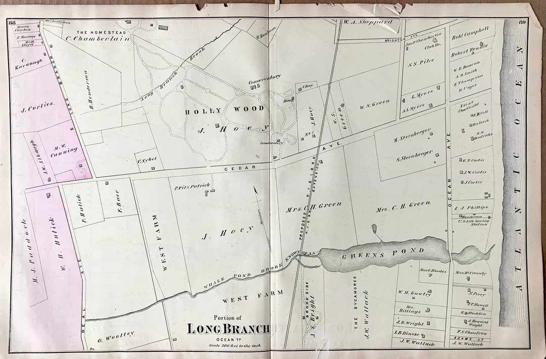 Long Branch Map, Original 1873 Monmouth County, New Jersey Atlas ...