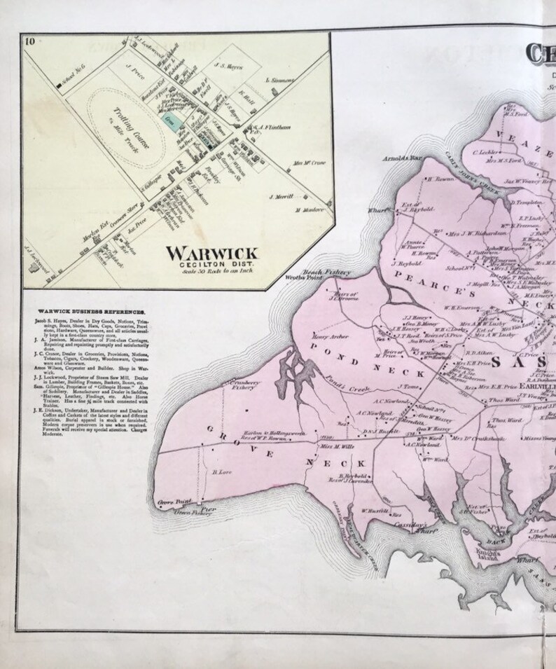 Cecilton Map Cecil County Maryland Atlas Map Original 1877 - Etsy