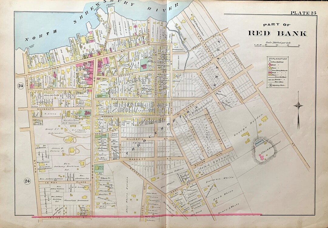 Red Bank Map, Original 1889 Monmouth County Atlas, New Jersey Map - Etsy