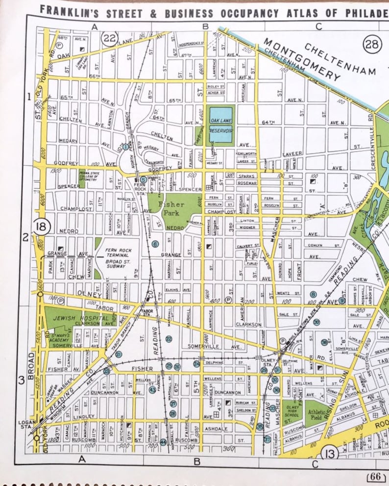 Philadelphia Atlas Map, Original 1946, Olney, Lawncrest, Cedar Grove - Etsy