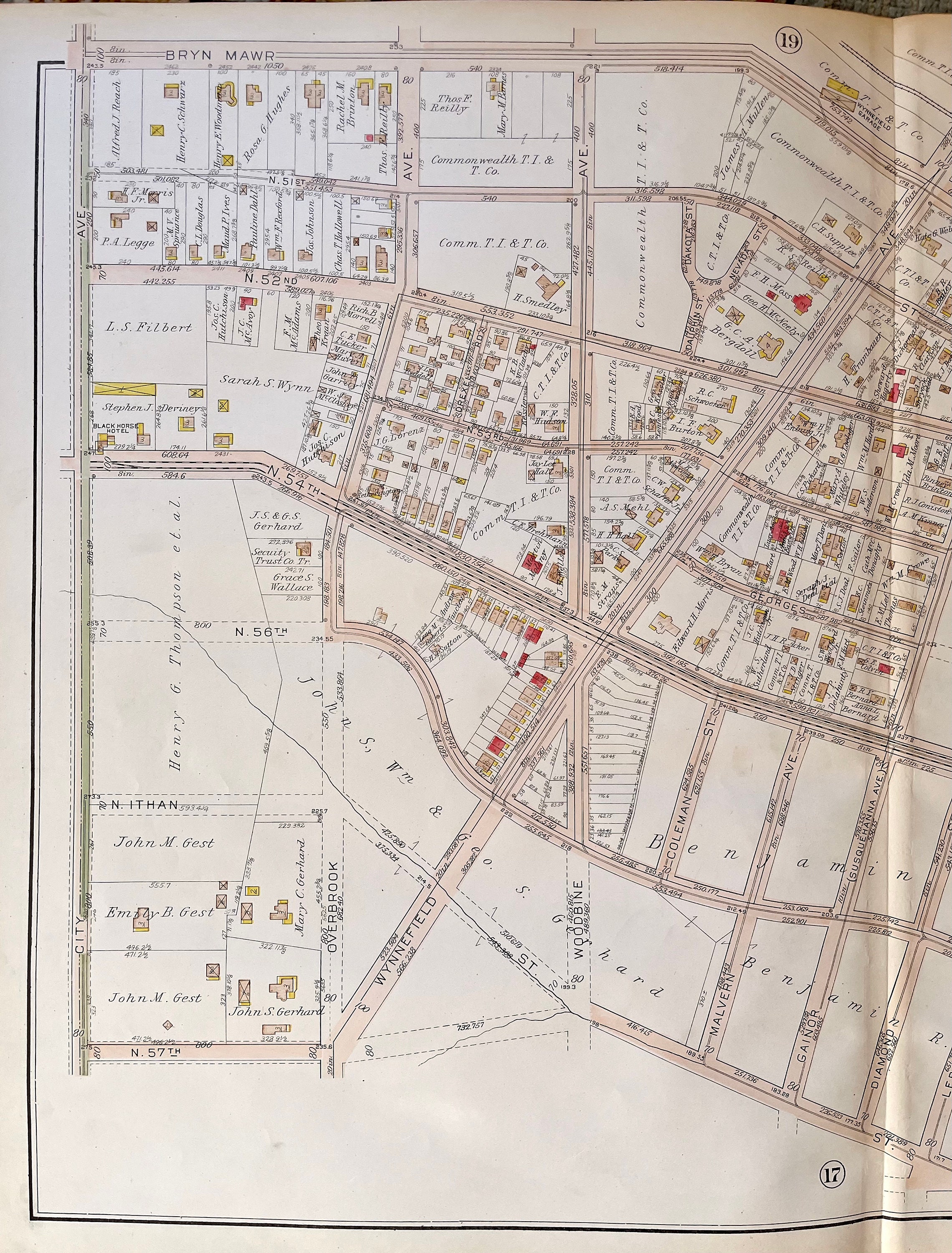 Overbrook Map, Original 1918 West Philadelphia Atlas, St Joes ...