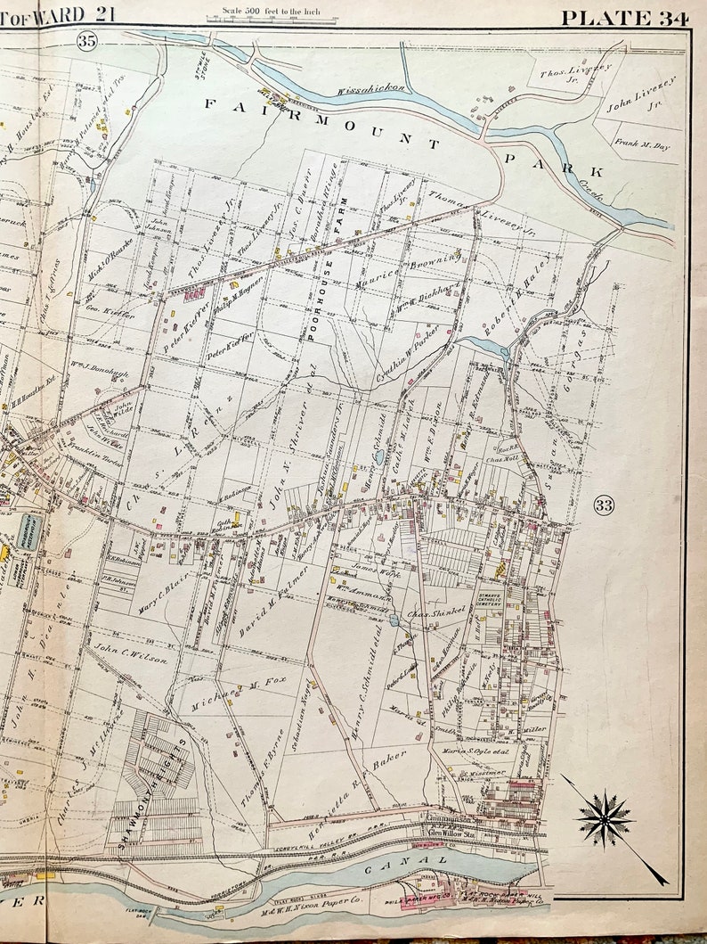 Roxborough Map, Original 1910 City of Philadelphia Atlas, Shawmont ...
