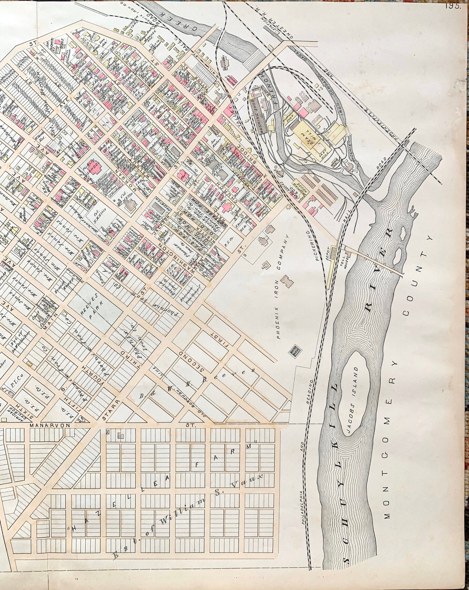 Phoenixville Map, Original 1883 Chester County Pennsylvania Farm Atlas ...