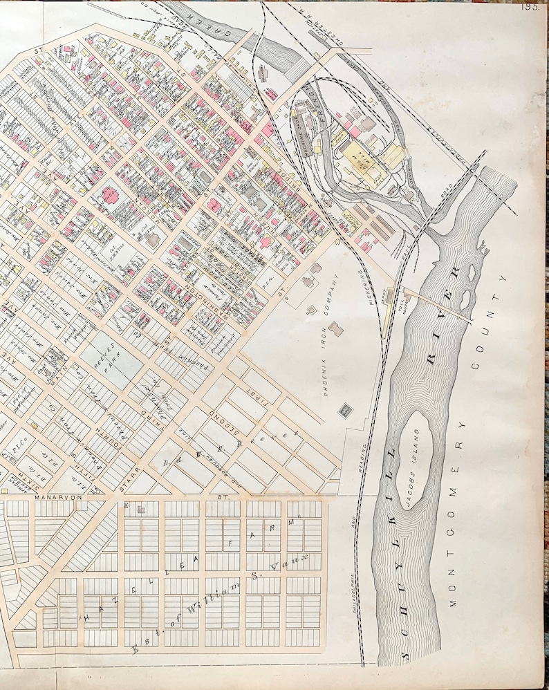 Phoenixville Map, Original 1883 Chester County Pennsylvania Farm Atlas ...