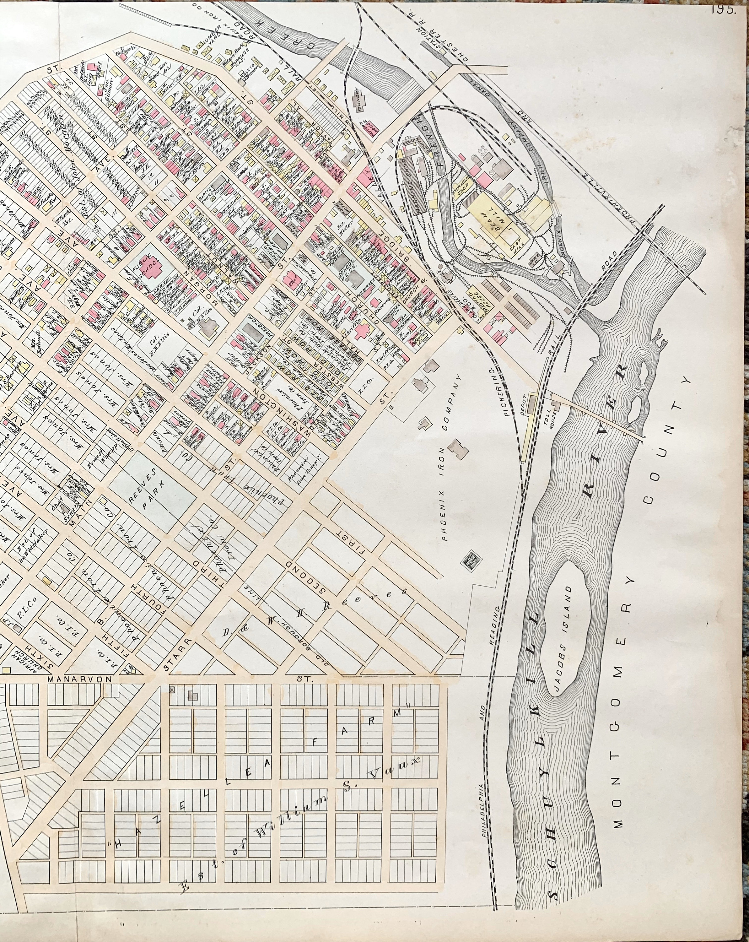 Phoenixville Map, Original 1883 Chester County Pennsylvania Farm Atlas ...