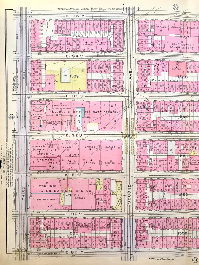 Upper East Side Map Original 1930 Manhattan Borough Atlas - Etsy