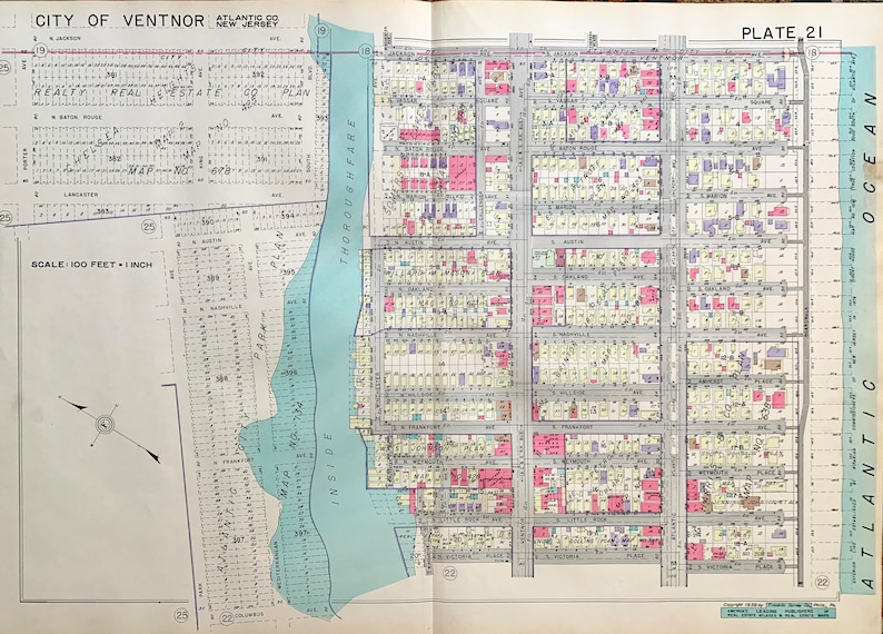 Ventnor Map, Original 1938 Absecon Island Atlas, Nuckys, La Sirena - Etsy