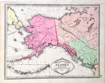 Antique Map of Alaska - Etsy