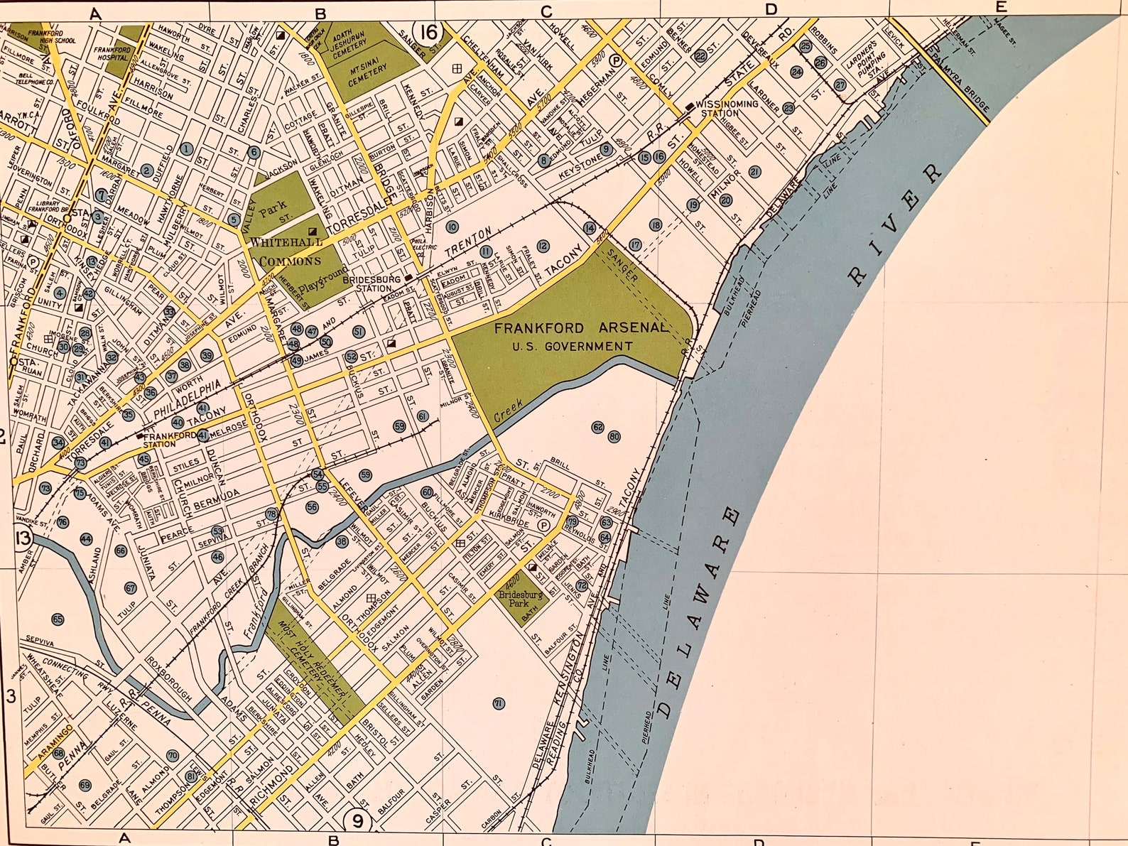 Frankford Map North Philadelphia Original 1946 City of - Etsy