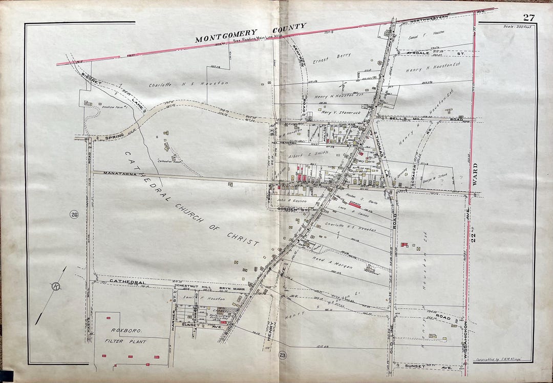 Roxborough Map, Original 1929 Ward 21 Philadelphia Atlas, Shawmont ...