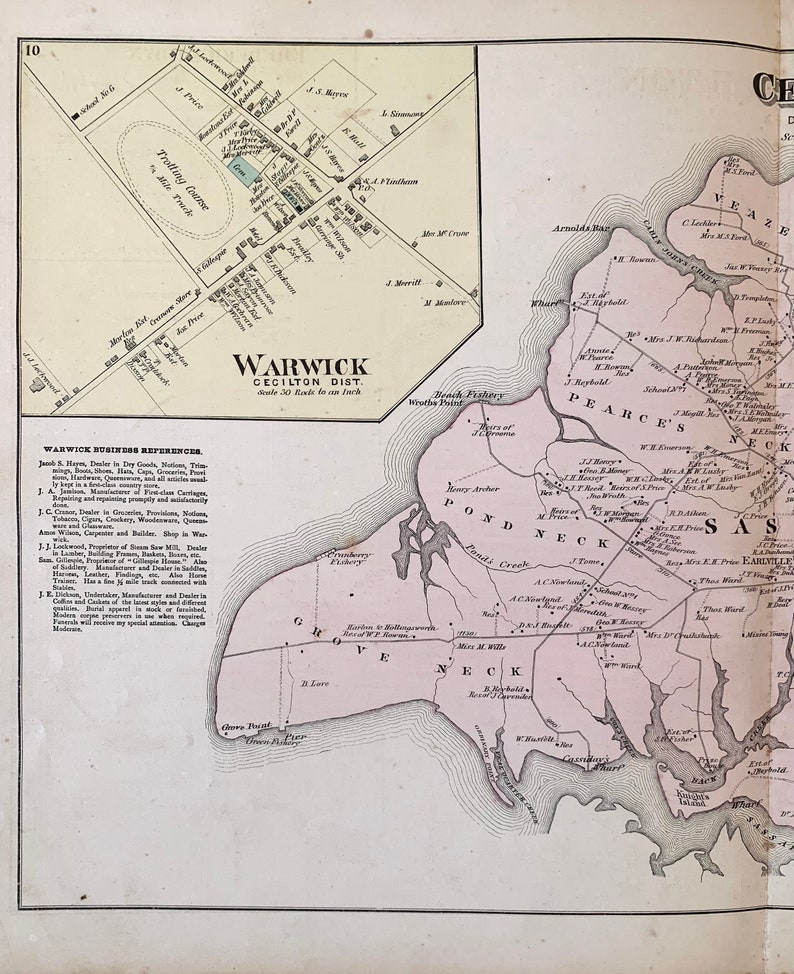 Cecilton Map, Cecil County Maryland Atlas Map, Original 1877 Hand ...