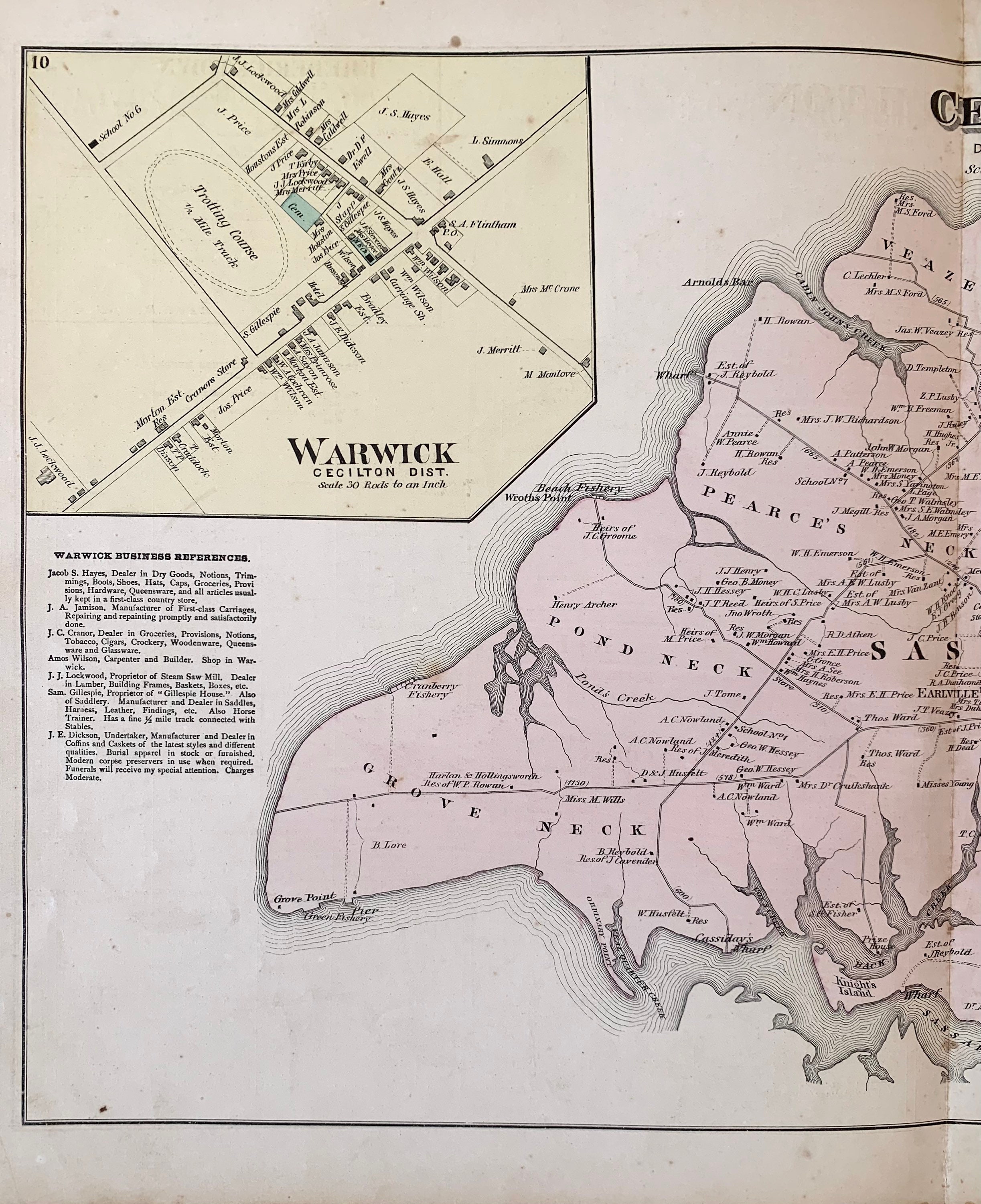 Cecilton Map Cecil County Maryland Atlas Map Original 1877 - Etsy