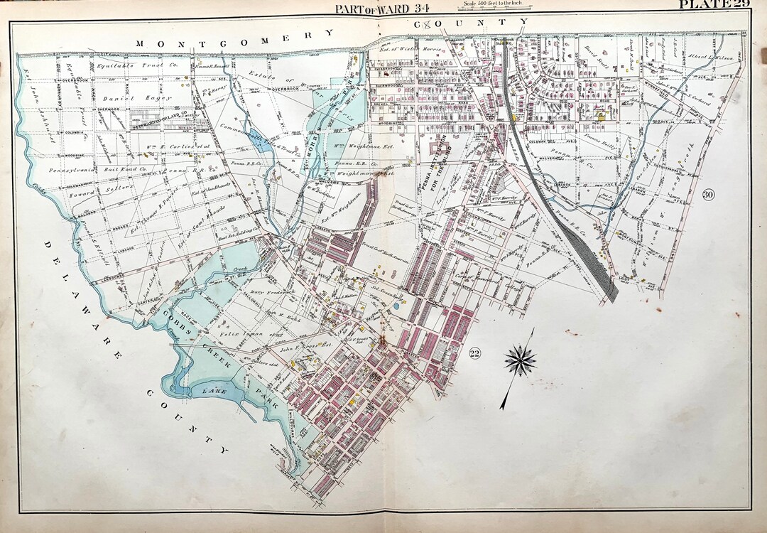 Overbrook Map, Original 1910 Philadelphia Atlas, St. Josephs University ...