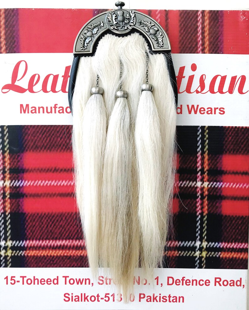 WHITE MOUNTAIN GOAT Sporran: Real Leather Body-natural White Hairs ...