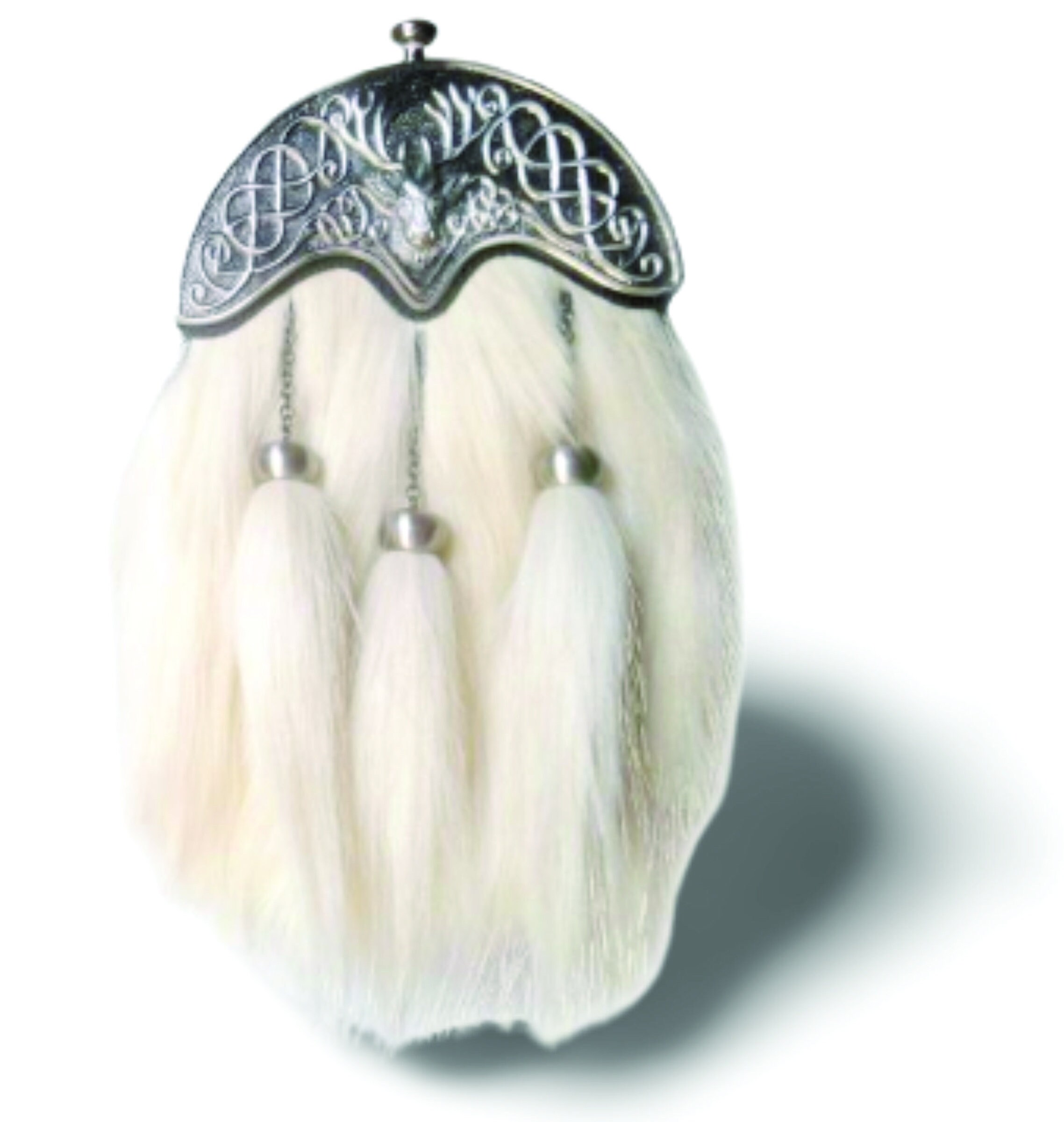 White-mountain GOAT SPORRAN With Hand Cast Cantle-three Classic Tassels ...