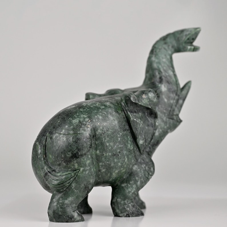 Hand-carved Spinach Jade Elephant Statue: Feng Shui Decor - Etsy