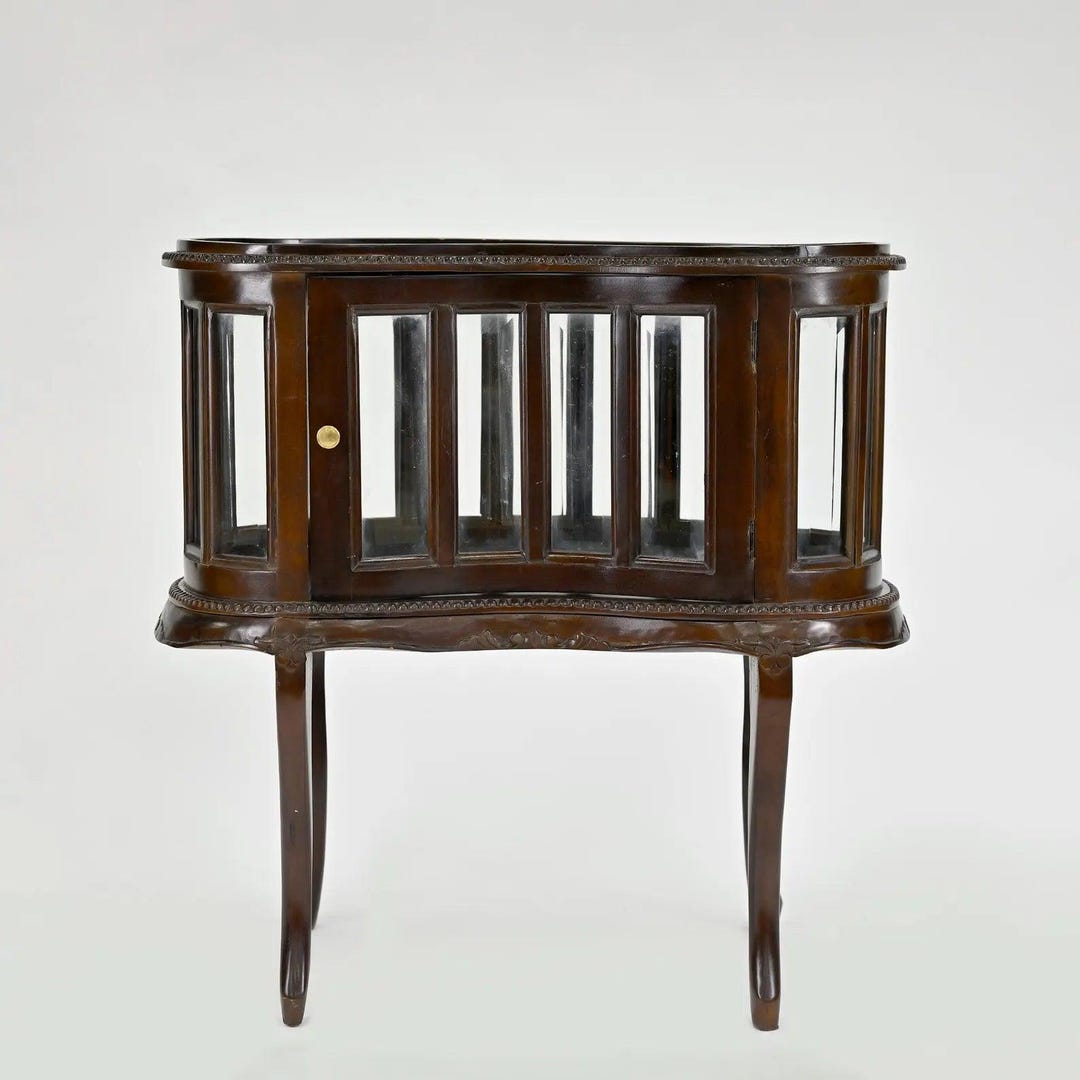 Kidney-shaped Curio Cabinet With Glass Panels | Elegant Display Table ...