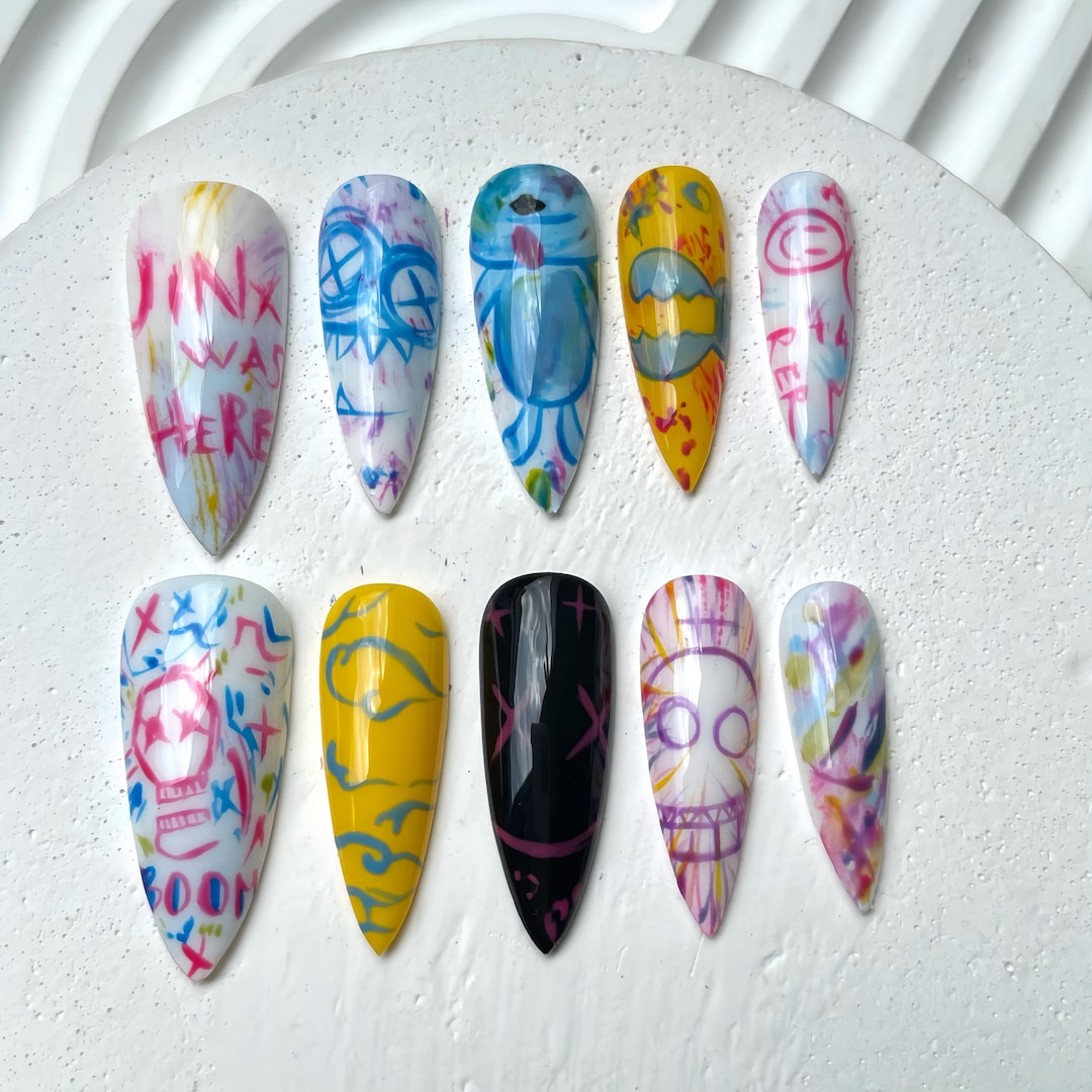 Jinx Graffiti Press on Nails: League of Legends Nail Art - Etsy